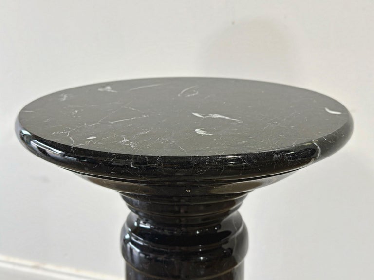 Vintage Black Marble Pedestal, Nero Marquina, Organic Neo-Classical ...