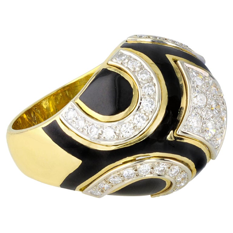 Vintage Black Onyx and Diamond Dome Ring For Sale at 1stDibs