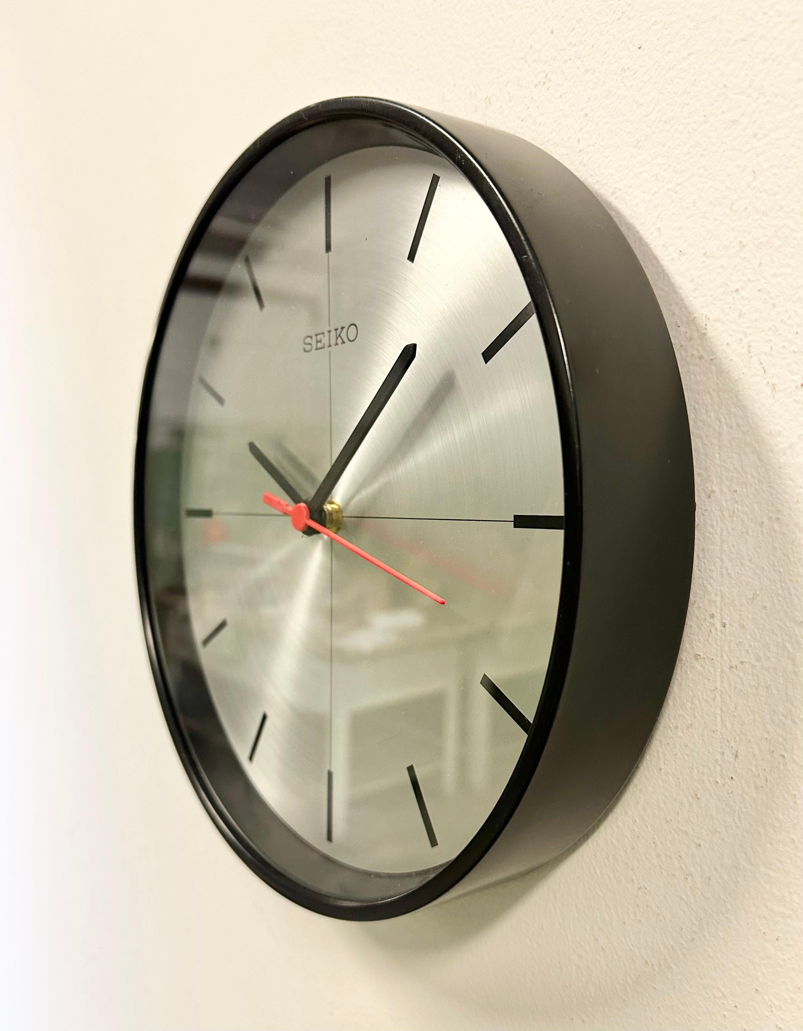 Vintage Black Seiko Navy Wall Clock, 1990s For Sale at 1stDibs