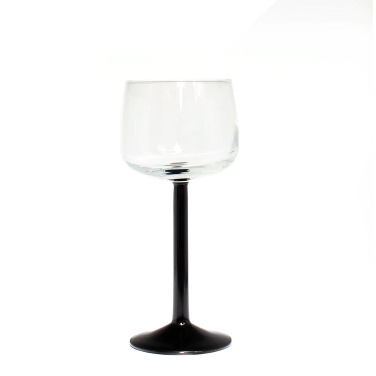 Vintage Black Stem Crystal Goblets, Represented For Sale at 1stDibs