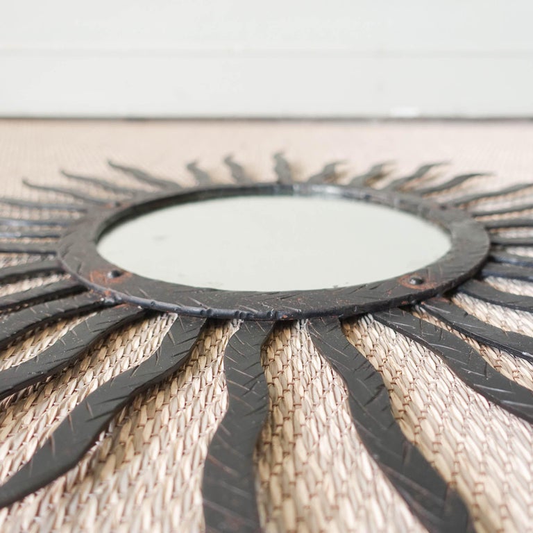 Vintage Black Sunburst Mirror, 1950's For Sale at 1stDibs