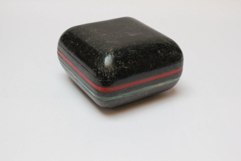 Vintage Black Tessellated Stone Hinged Box Attributed to Maitland Smith ...