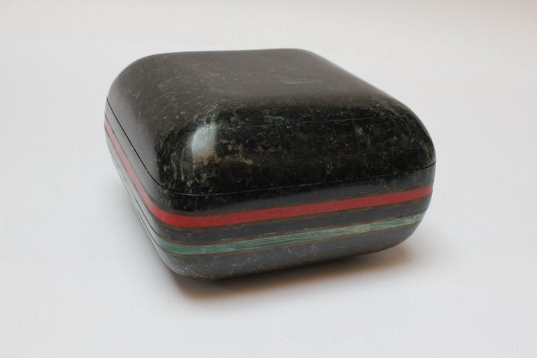 Vintage Black Tessellated Stone Hinged Box Attributed to Maitland Smith ...