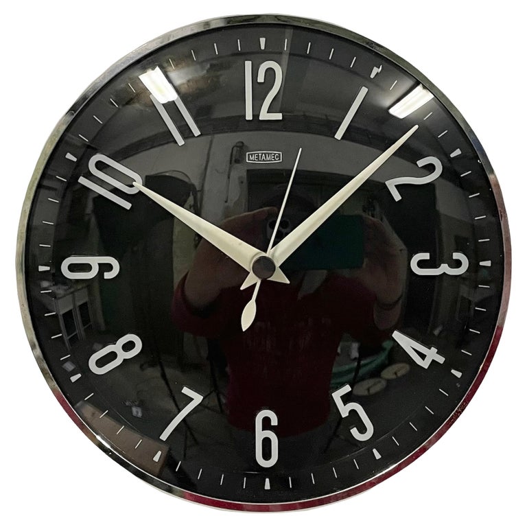 Vintage Black Wall Clock from Metamec, 1970s at 1stDibs