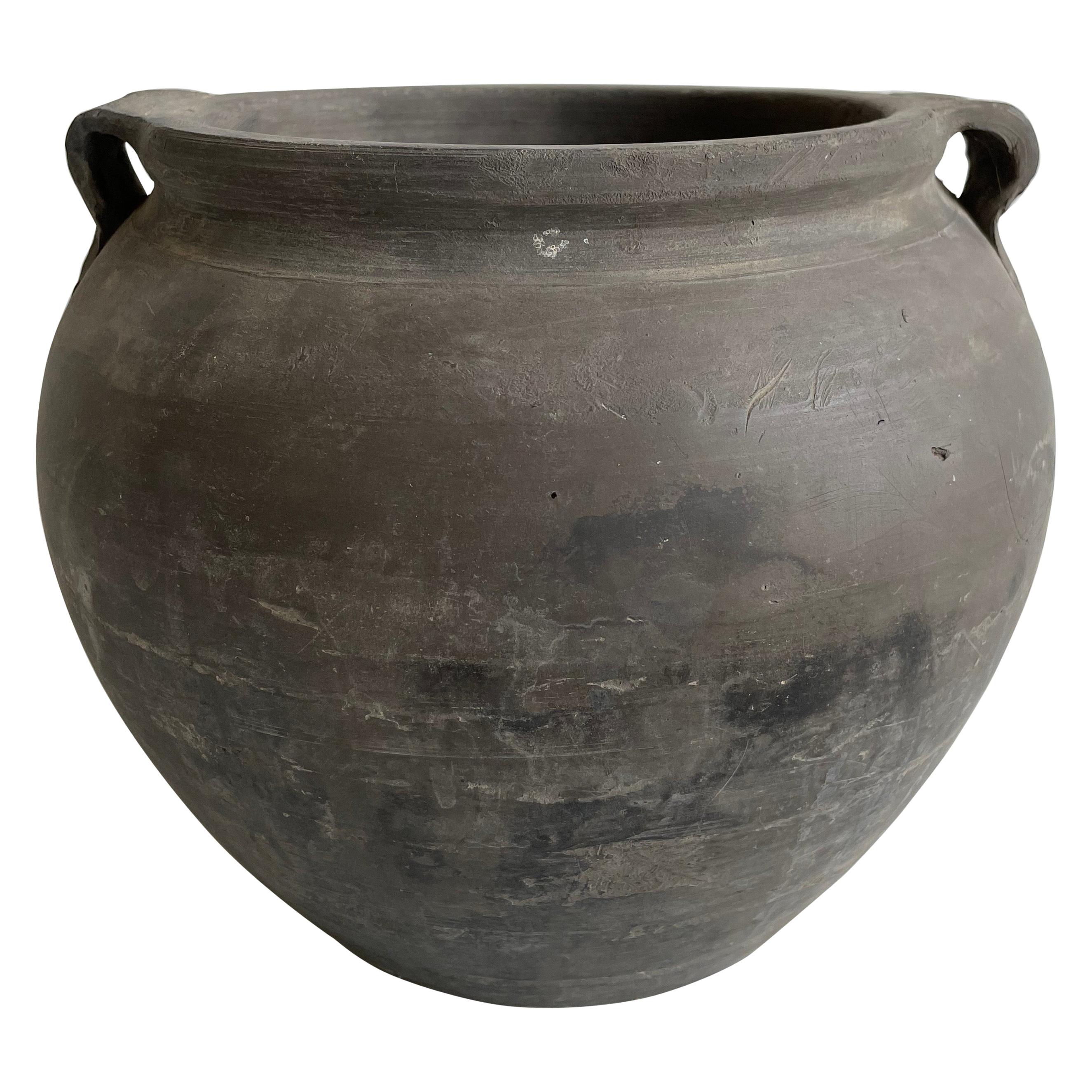 Vintage Black Weathered Pottery Vase at 1stDibs
