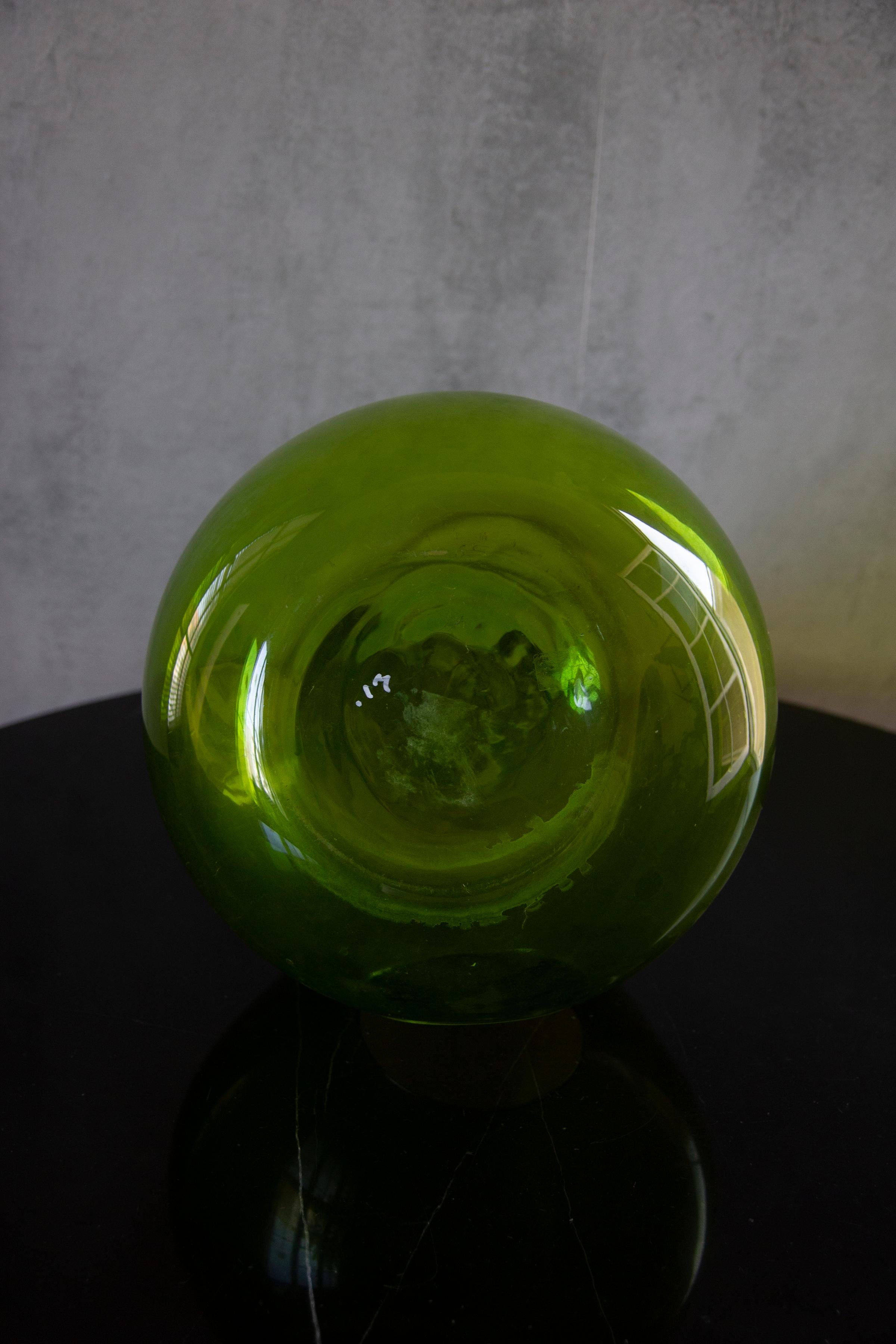 Vintage Blenko Hand Blown Glass Green Pear with Gold Stem at 1stDibs ...