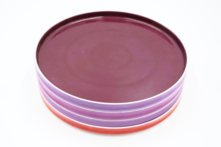 Vintage Block Chromatics "Red Lavender" Ceramic Dinner Plates Set of 4 ...