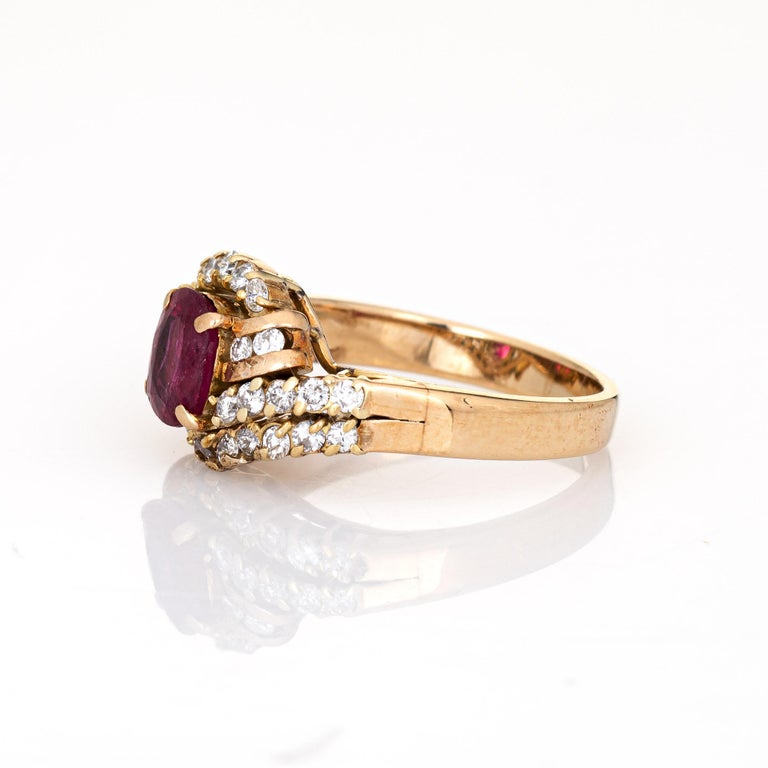 Vintage Blood Red Ruby Diamond Ring 14k Yellow Gold Fine Estate Jewelry ...