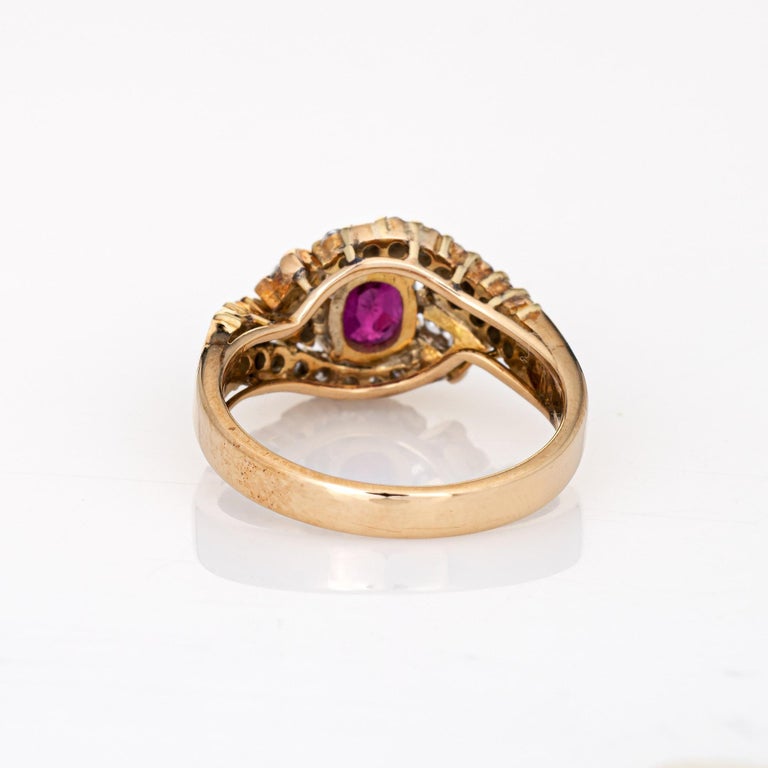 Vintage Blood Red Ruby Diamond Ring 14k Yellow Gold Fine Estate Jewelry ...