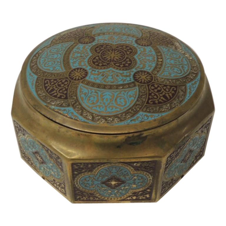 Vintage Blue and Gold Decorative Trinket Lidded Box at 1stDibs