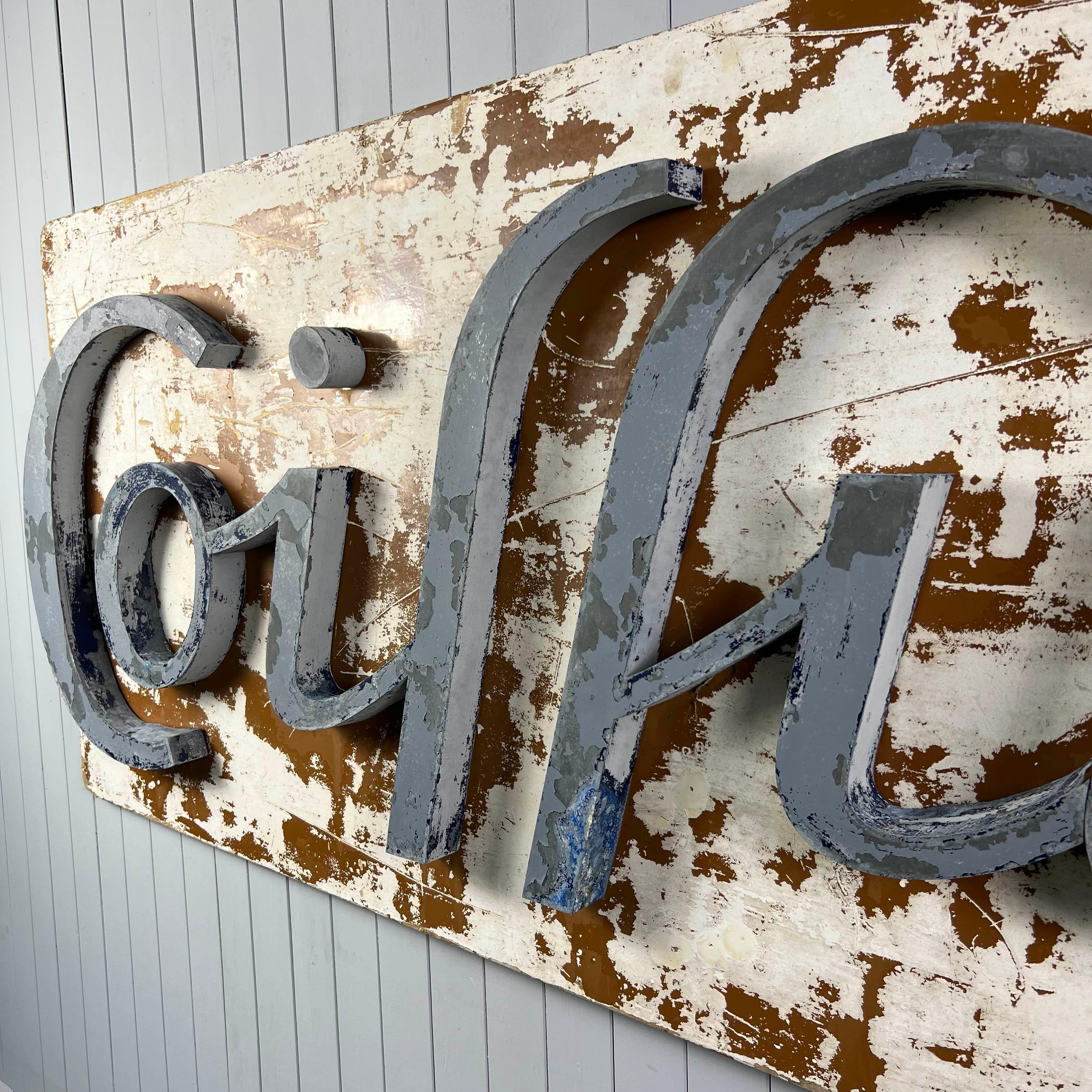 Vintage Blue and White 'Hairdressing' Sign For Sale at 1stDibs