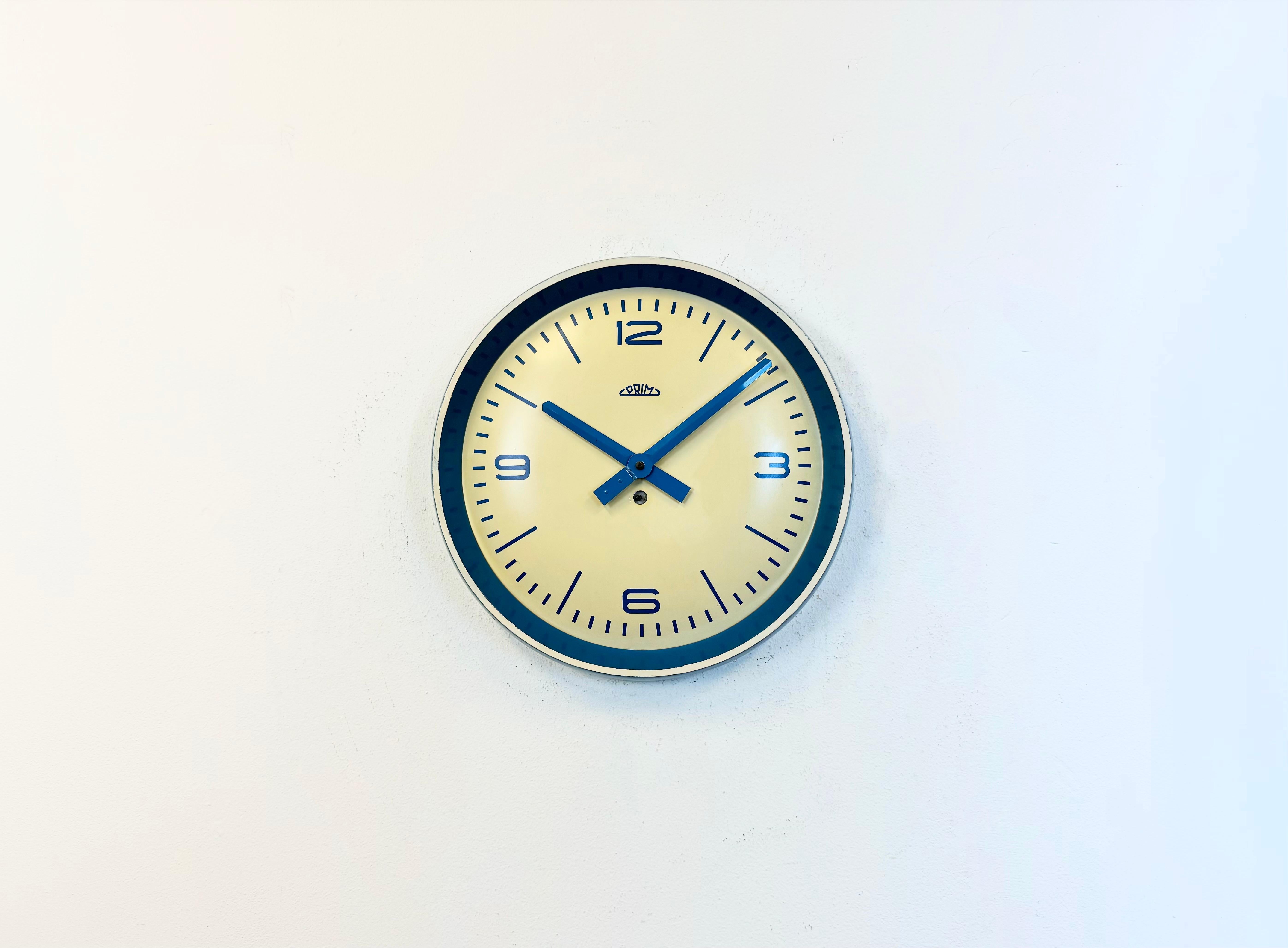 Vintage Blue Bakelite Mechanical Wall Clock from Prim, 1950s For Sale ...