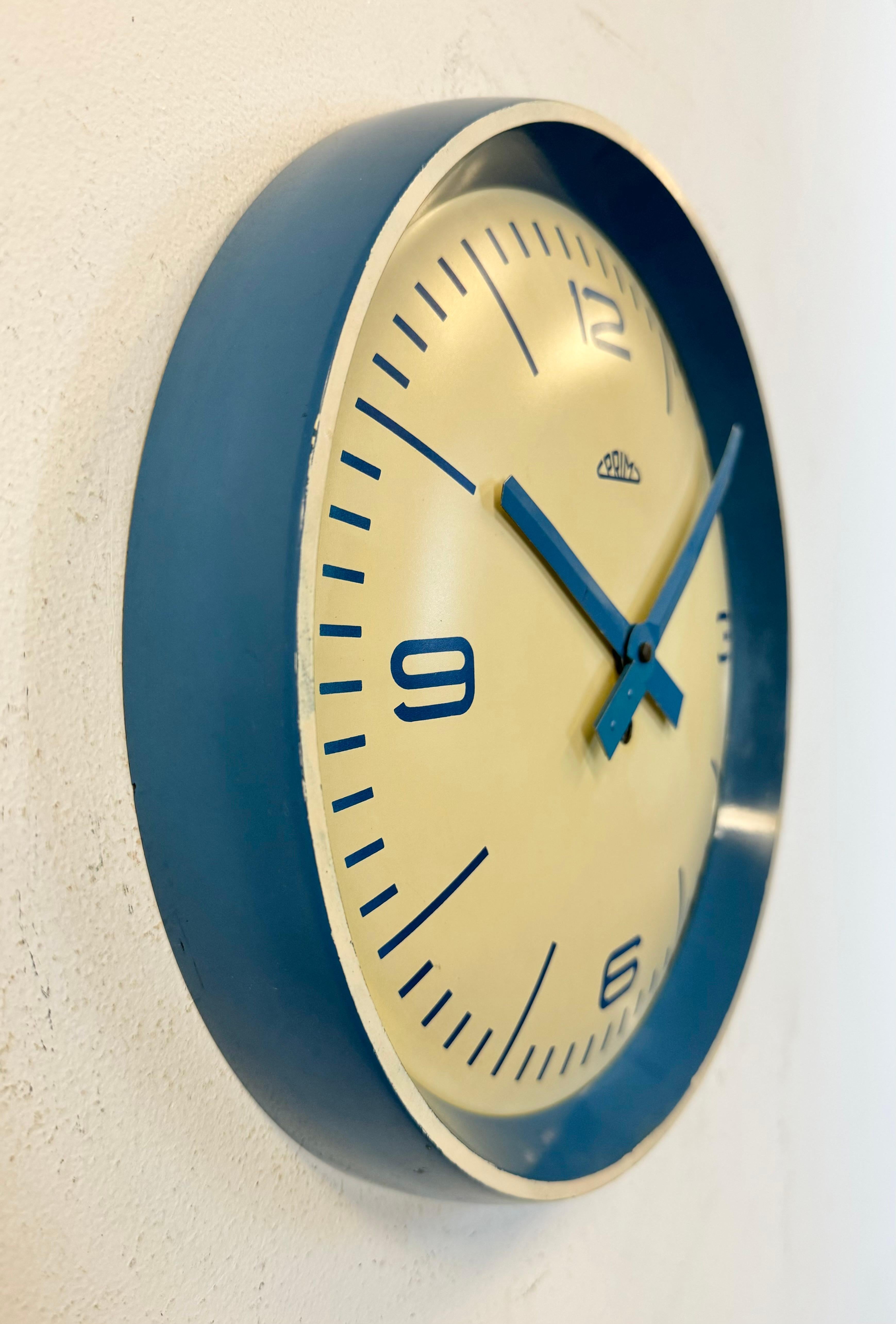 Vintage Blue Bakelite Mechanical Wall Clock from Prim, 1950s For Sale ...