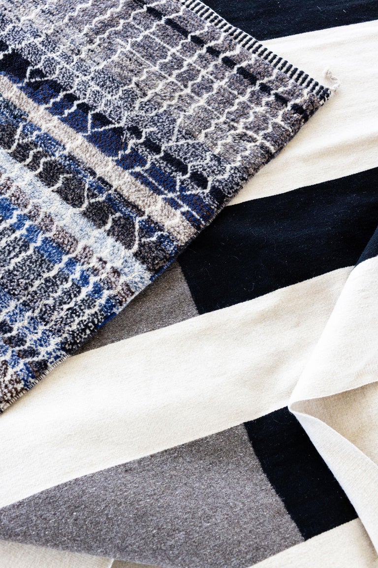 Vintage Blue Beni M’rirt Moroccan Rug For Sale at 1stDibs