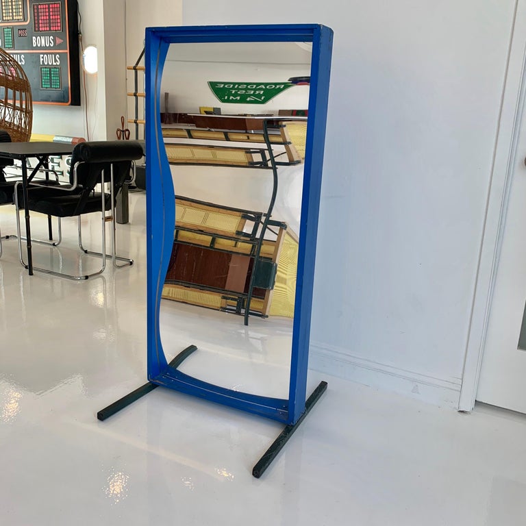 Vintage Blue Carnival Fun-House Mirror For Sale at 1stDibs
