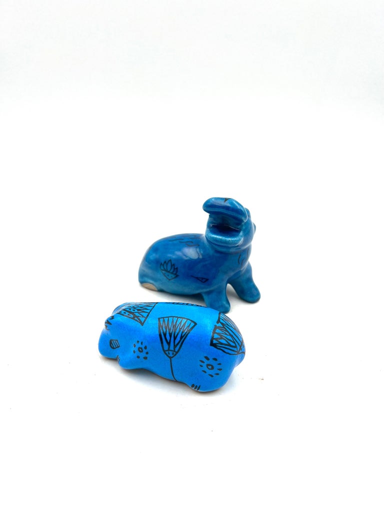 Vintage Blue Ceramic "William the Hippo" Pair of Sculptures Museum of ...