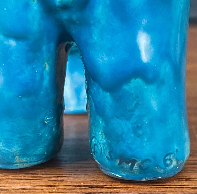 Vintage Blue Ceramic "William the Hippo" Sculpture at 1stDibs