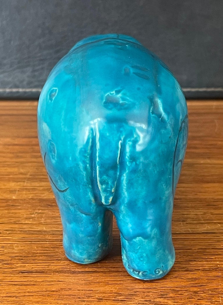 Vintage Blue Ceramic "William the Hippo" Sculpture at 1stDibs