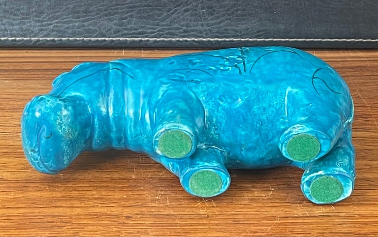 Vintage Blue Ceramic "William the Hippo" Sculpture at 1stDibs