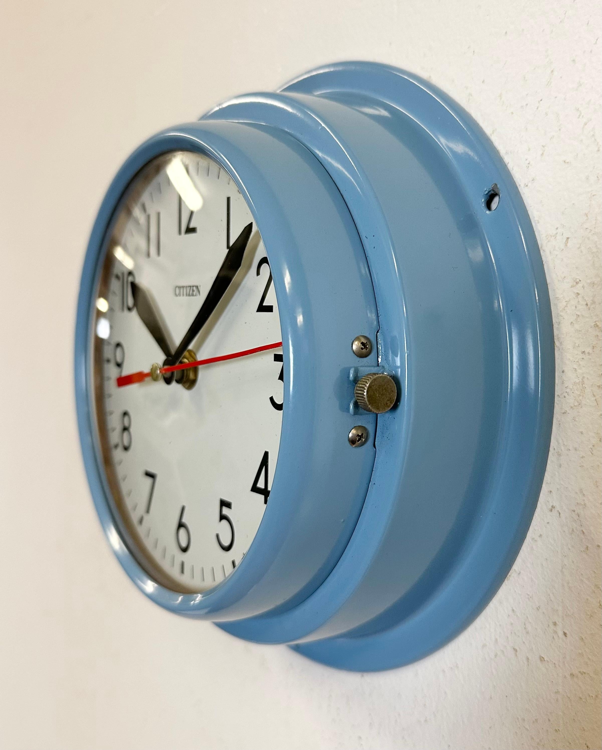 Vintage Blue Citizen Maritime Wall Clock, 1970s For Sale at 1stDibs