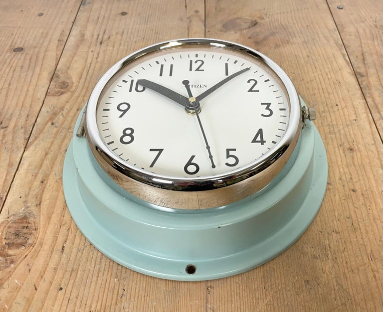 Vintage Blue Citizen Navy Wall Clock, 1970s For Sale at 1stDibs