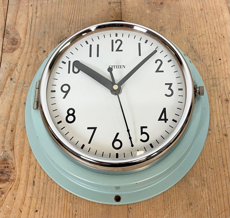 Vintage Blue Citizen Navy Wall Clock, 1970s For Sale at 1stDibs