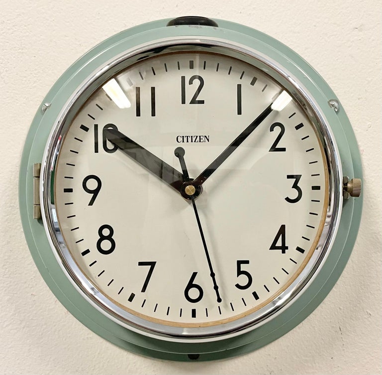 Vintage Blue Citizen Navy Wall Clock, 1970s For Sale at 1stDibs