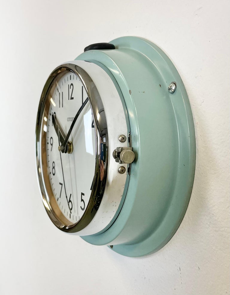 Vintage Blue Citizen Navy Wall Clock, 1970s For Sale at 1stDibs