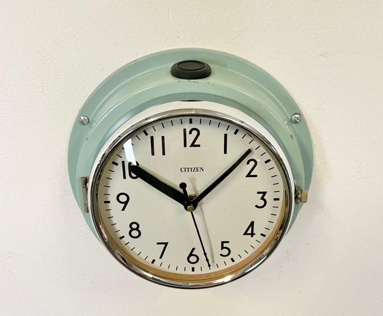 Vintage Blue Citizen Navy Wall Clock, 1970s For Sale at 1stDibs