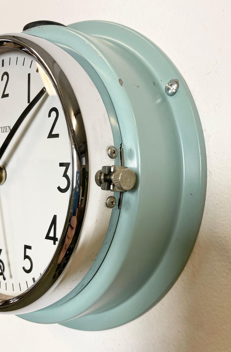 Vintage Blue Citizen Navy Wall Clock, 1970s For Sale at 1stDibs