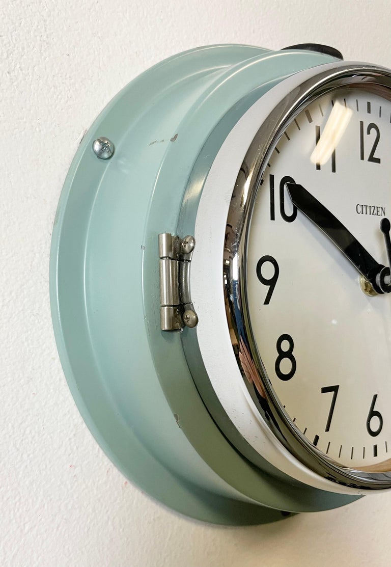 Vintage Blue Citizen Navy Wall Clock, 1970s For Sale at 1stDibs