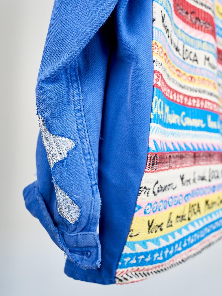 Vintage Blue Cobalt Jacket French Work Wear French Tweed Back Silver ...