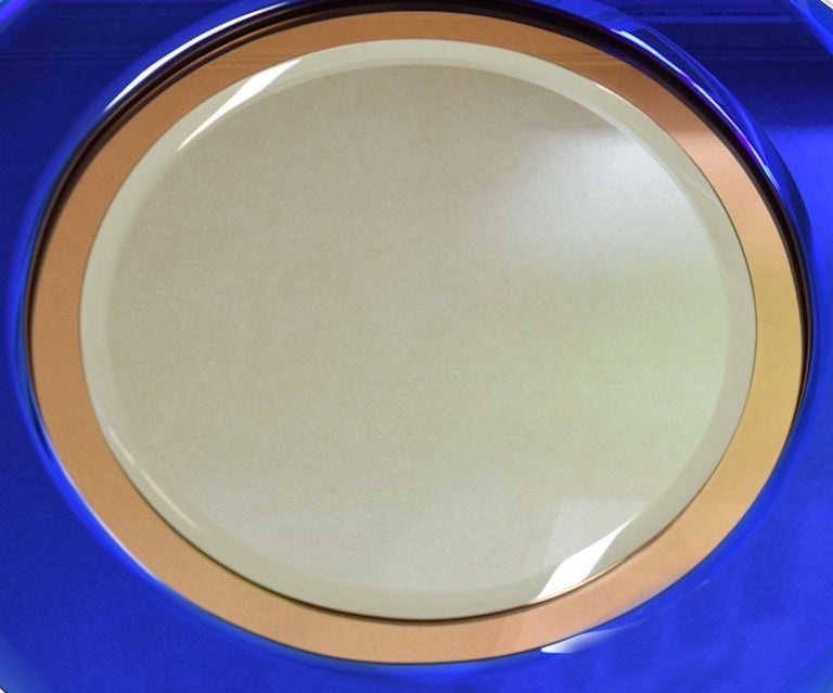 Vintage Blue Crystal Mirror - Italian Manufacture - 1960s at 1stDibs