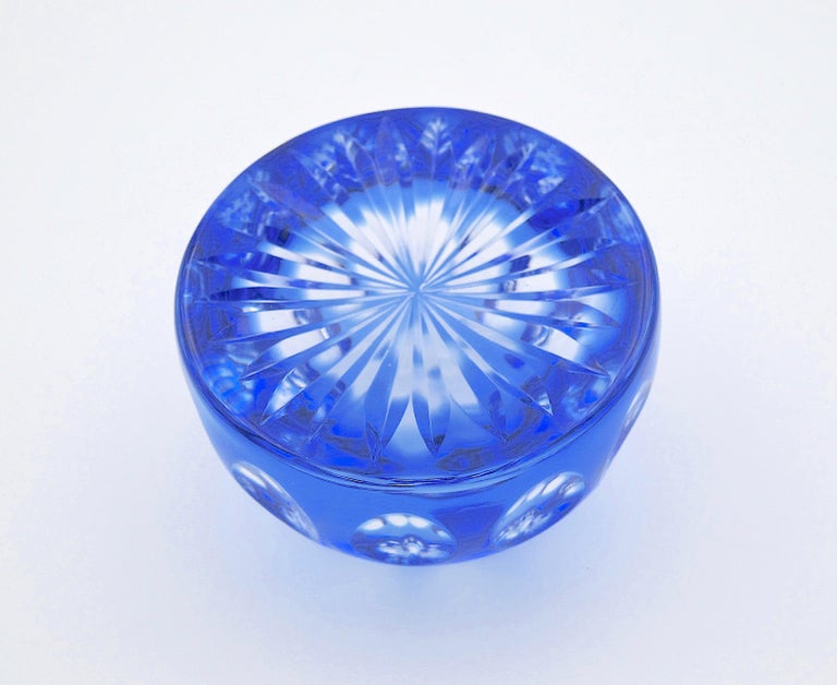Vintage Blue Crystal Paperweight by Webb Corbett of England at 1stDibs