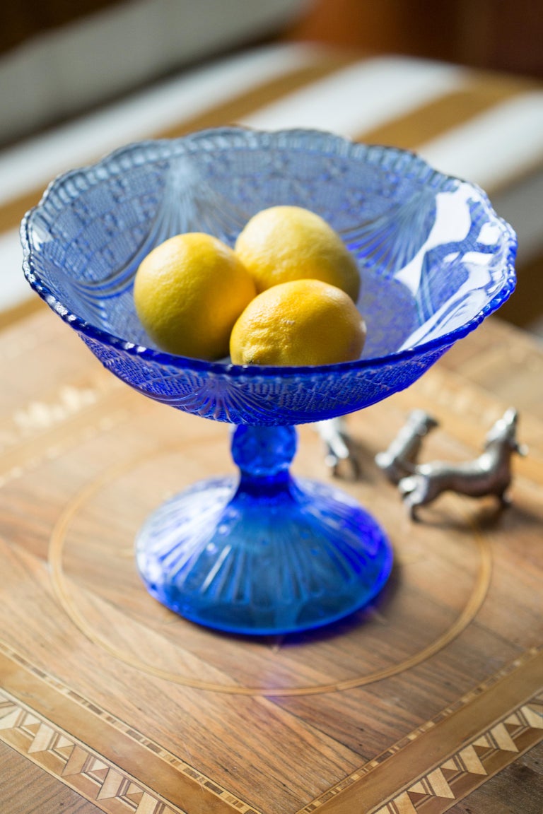 Vintage Blue Decorative Crystal Glass Plate, Italy, 1960s For Sale at ...