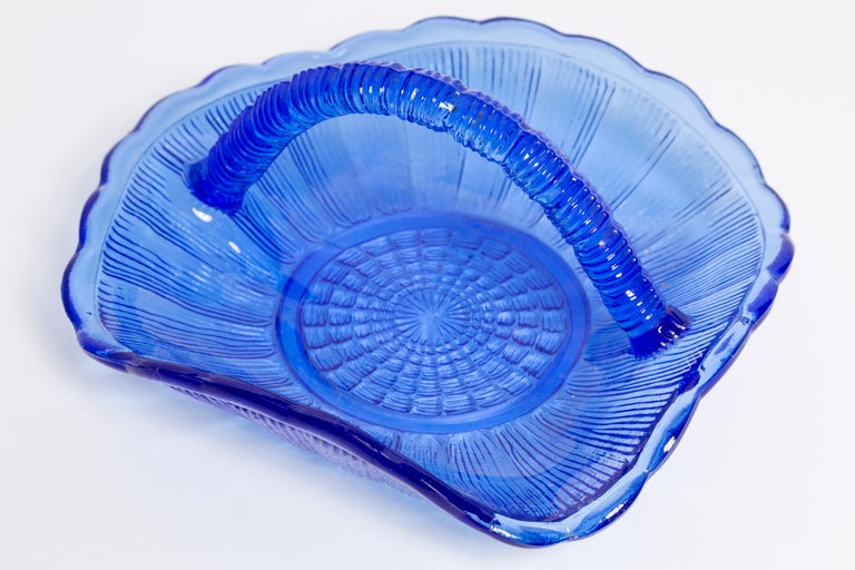 Vintage Blue Decorative Glass Basket Bowl, Drost, Europe, 1960s For ...