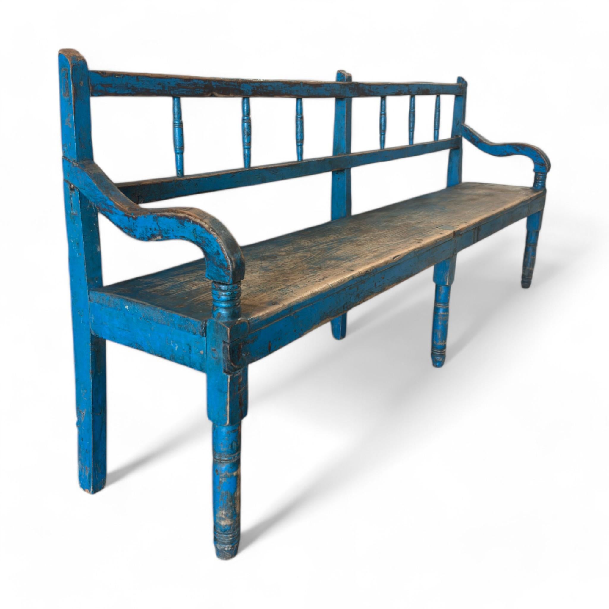 Vintage Blue French Bench at 1stDibs