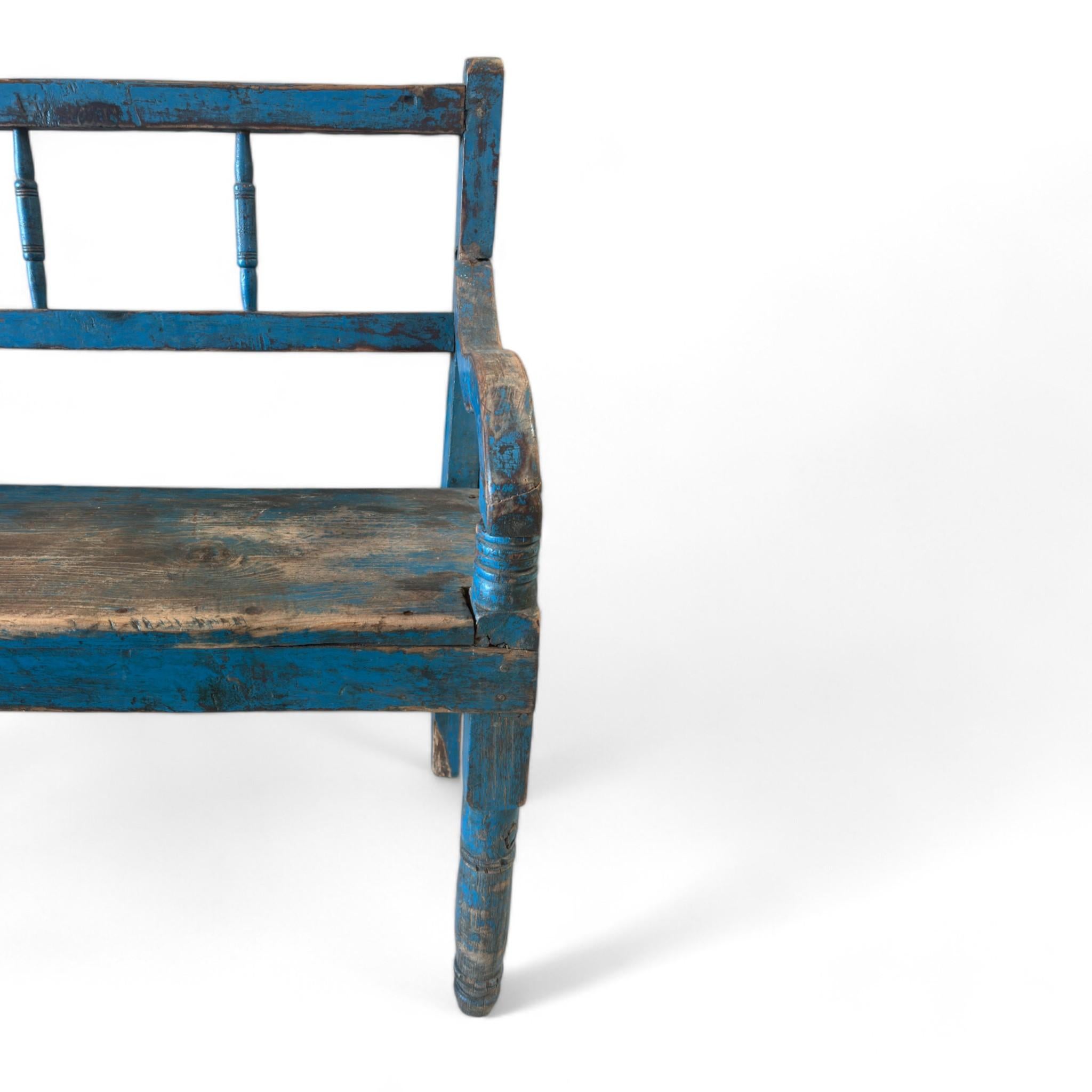 Vintage Blue French Bench at 1stDibs
