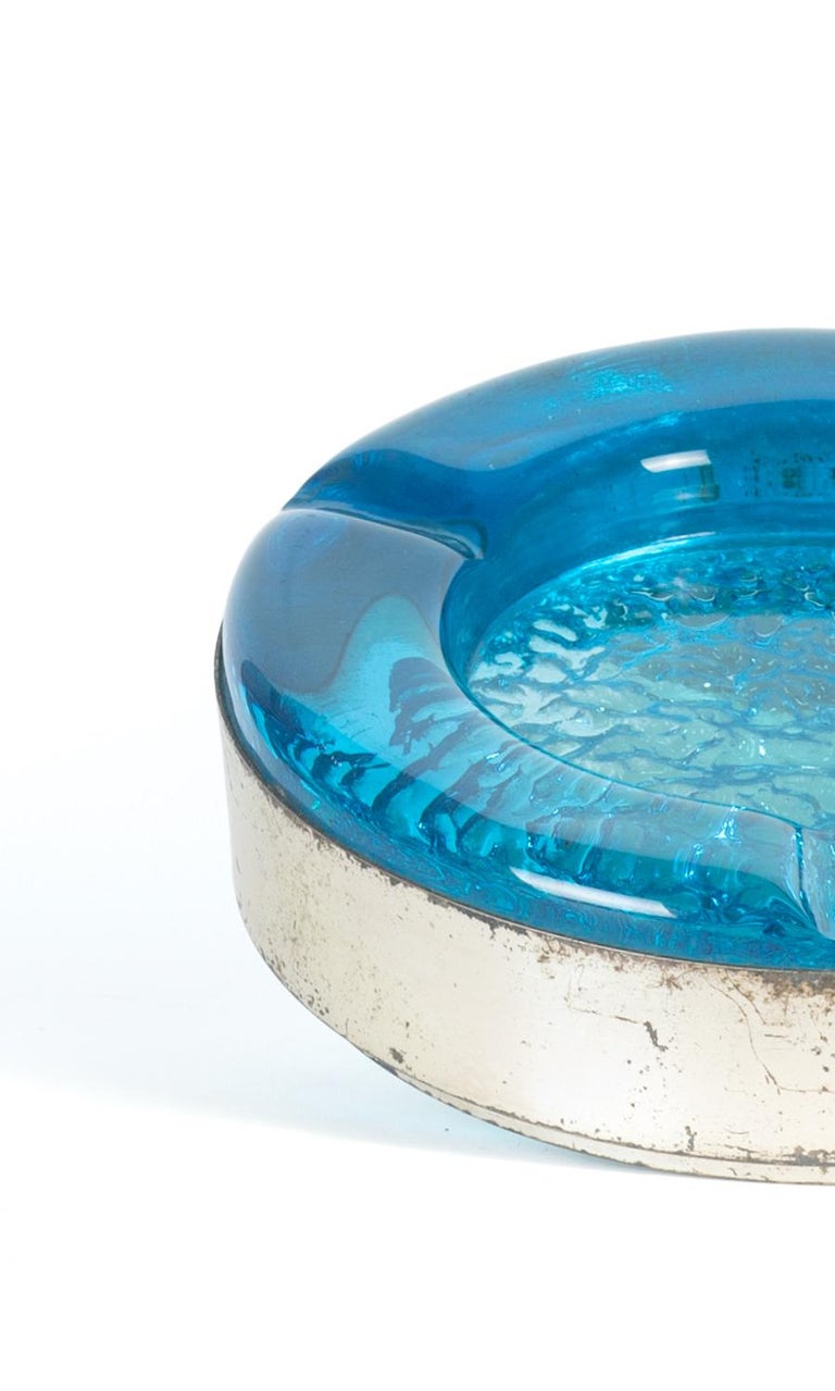 Vintage Blue Glass Ashtray, Italy, 1970s at 1stDibs