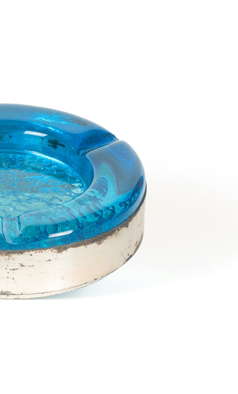 Vintage Blue Glass Ashtray, Italy, 1970s at 1stDibs