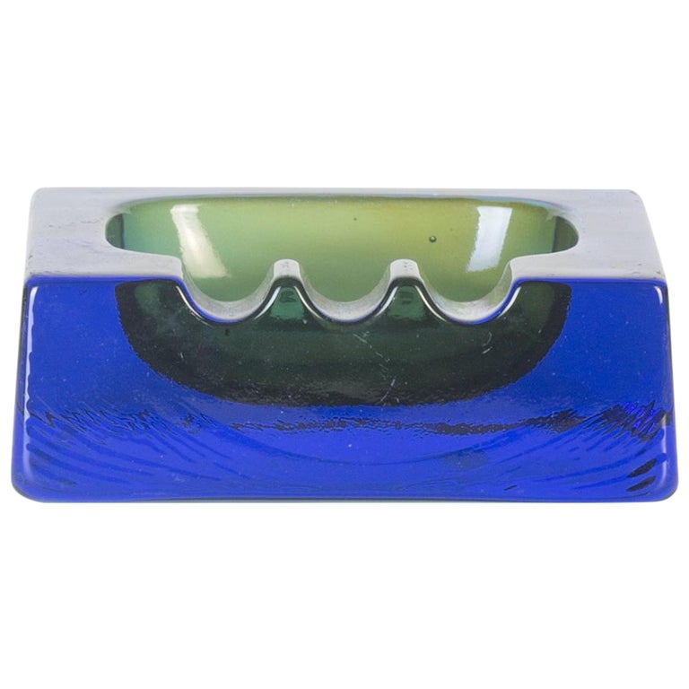 Vintage Blue Glass Ashtray, Italy, 1970s at 1stDibs