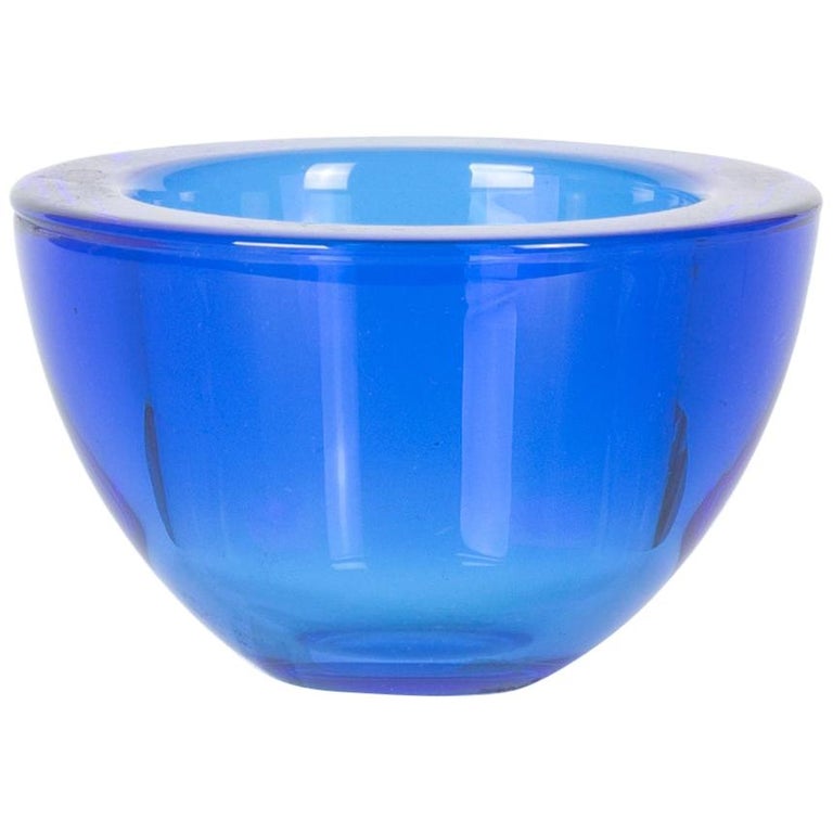 Vintage Blue Glass Bowl, Italy, 1970s For Sale at 1stDibs