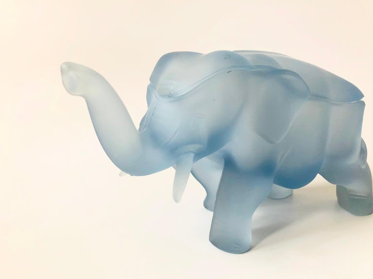 Vintage Blue Glass Elephant Box at 1stDibs