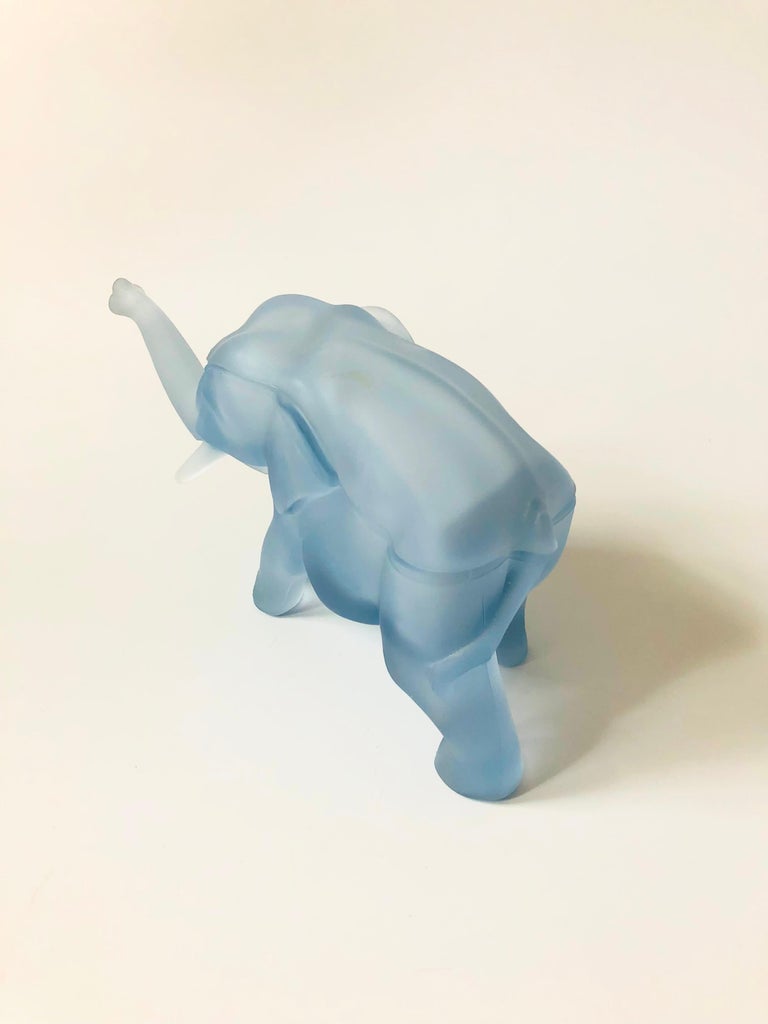 Vintage Blue Glass Elephant Box at 1stDibs