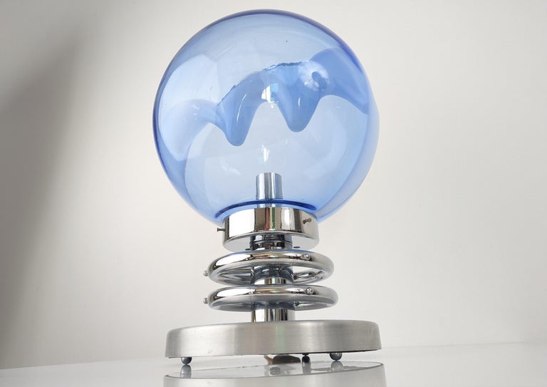 Vintage Blue Glass Membrane Lamp by Toni Zuccheri 1970s For Sale at 1stDibs