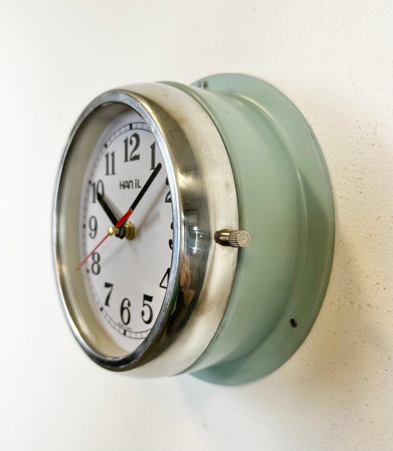 Vintage Blue Hanil Navy Wall Clock, 1980s For Sale at 1stDibs