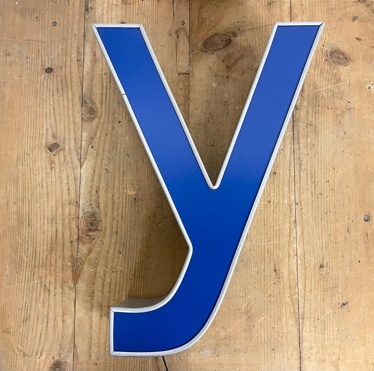 Vintage Blue Illuminated Letter Y, 1980s For Sale at 1stDibs