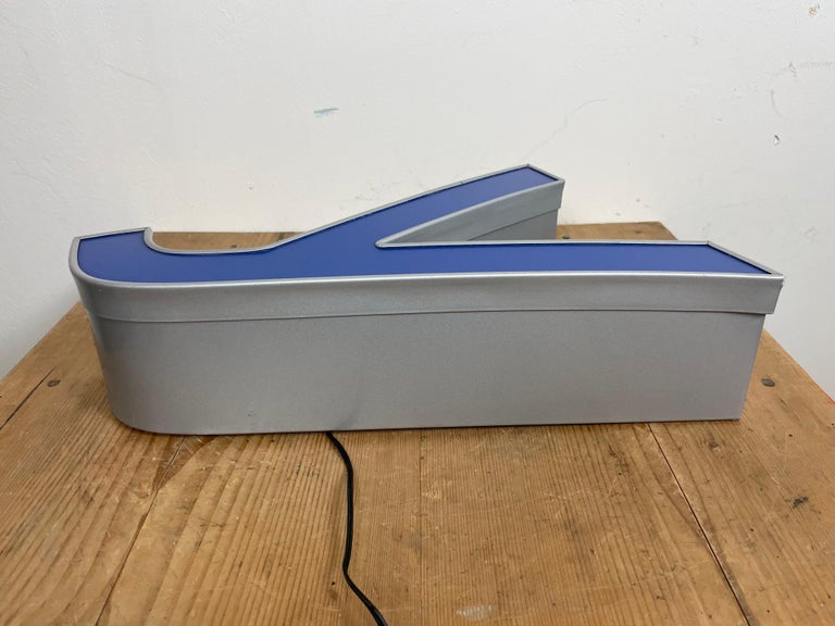 Vintage Blue Illuminated Letter Y, 1980s For Sale at 1stDibs