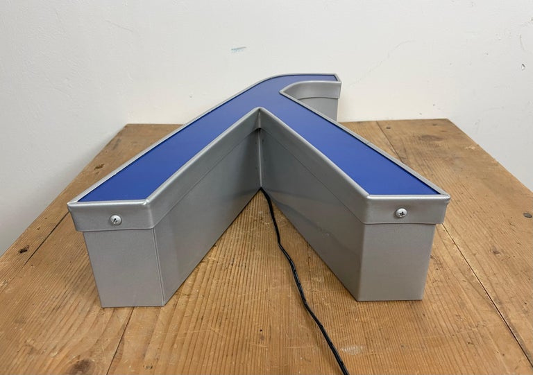 Vintage Blue Illuminated Letter Y, 1980s For Sale at 1stDibs