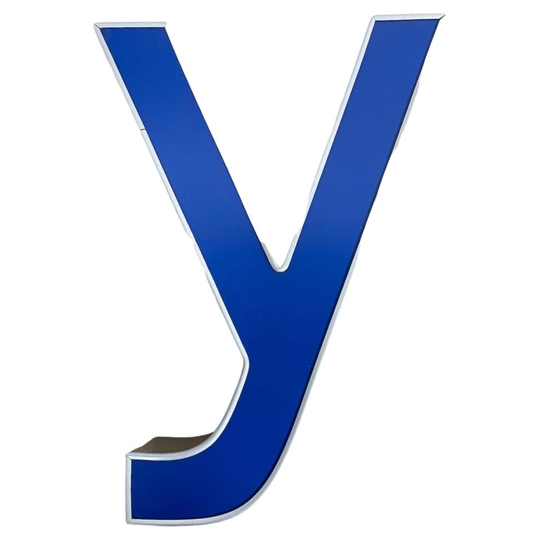 Vintage Blue Illuminated Letter Y, 1980s For Sale at 1stDibs